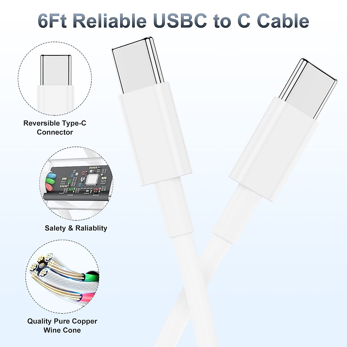 iPhone 15 Fast Charger, 20W USB C Charging Block for Apple iPhone 15 Plus/15 Pro Max, iPad Pro 12.9/11 inch/4/3th/Air/Mini/6 Gen,iPad Wall Plug Power Adapter Cube Brick/6ft Type C to C Cable Cord Long