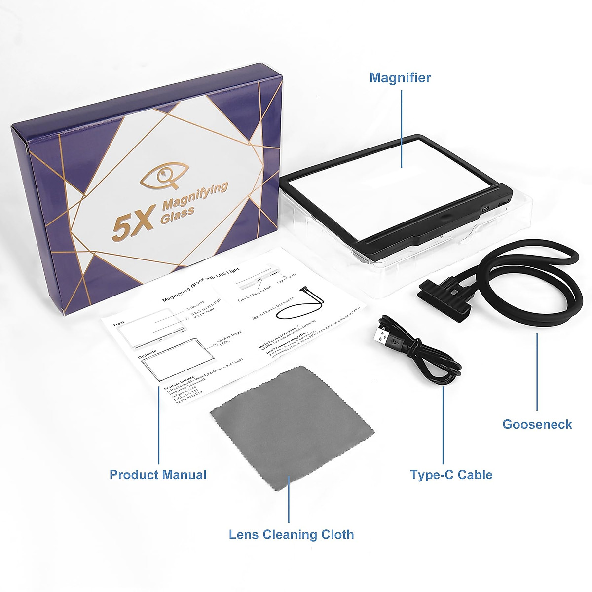 4X Magnifying Glass with 36 Adjustable LED Lights Provide Full-Page Viewing Area Evenly Lit Perfect for Low Vision Person and Seniors