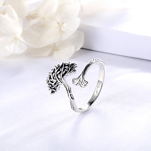 zaxsj Tree of Life Rings for Women : 925 Sterling Silver Retro Celtic Knot Irish Tree of Life Ring Jewelry Gifts for Women