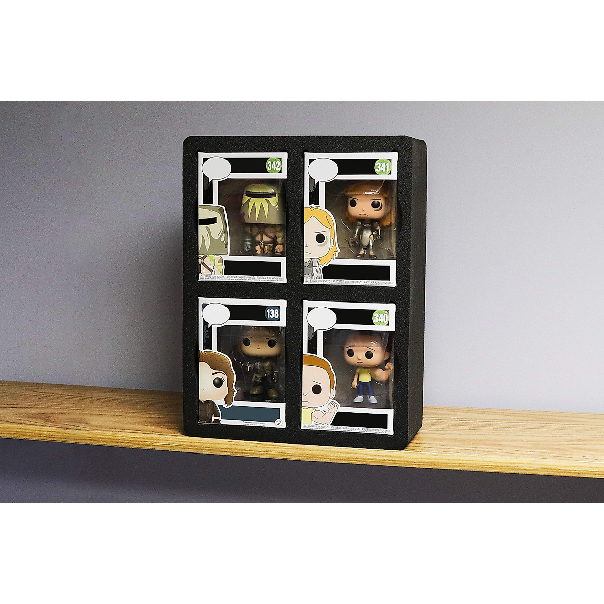 Polar Whale Protective Case Foam Box Organizer for Toy Figurine Collectors Strong Acid Free Compatible with Funko Pop Boxes 10.7 x 14.2 x 4.2 Inches Black Foam 4 Compartments Storage
