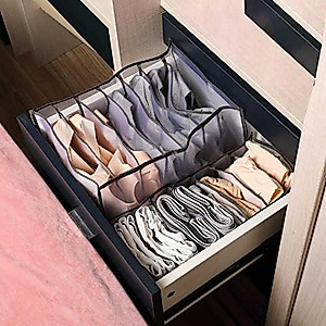 LALEO Wardrobe Clothes Organizer, 7 Grids Visible Foldable Closet Organizers, Compartment Storage Box for Jeans, Leggings, T-Shirt, Skirt