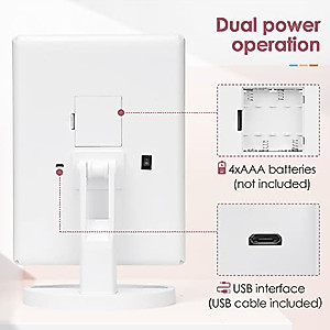 TiKenSo Trifold Vanity Mirror with Lights，Tabletop Mount Makeup Mirror with Lights and 1x/2x/3x Magnification 21LED Mirror Touch Screen Two Power Supply Modes Make Up Mirror