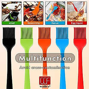 Walfos Silicone Pastry Brush, Heat Resistant Basting Brush Set, Perfect for Baking,BBQ Grill,Kitchen Cooking,Strong Steel Core and One-Pieces Design,BPA Free and Dishwasher Safe (5 Pcs)