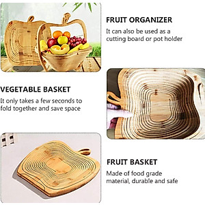 Premium Bamboo Foldable Apple shaped Fruit Basket Multi Purpose Folding Fall Fruit Basket