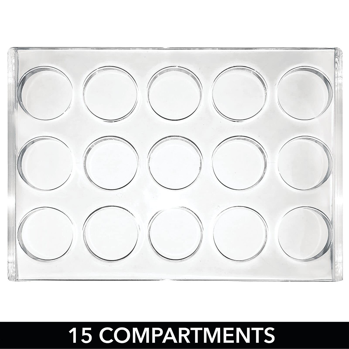 mDesign Plastic Makeup Brush Storage Organizer with 15 Slots for Bathroom Countertop, Vanity to Hold Eye/Lip Pencils, Lip Gloss, Liners, Lipstick - Clear/Rose Gold