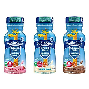PediaSure Grow & Gain Nutrition Shake for Kids, Immune Support Shake Variety Sampler Pack - 12 Pack Of 8 Fl Oz Bottles - By Obanic (12-Pack)