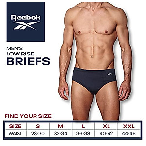 Reebok Men's Underwear - Quick Dry Performance Low Rise Briefs (5 Pack), Size Large, All Black