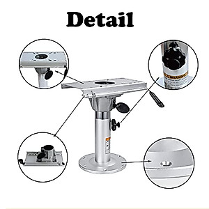 ONHI Adjustable Aluminum Height Locking Boat Seat Pedestal 14-20-Inch with Slide,Silver Matte Brushed