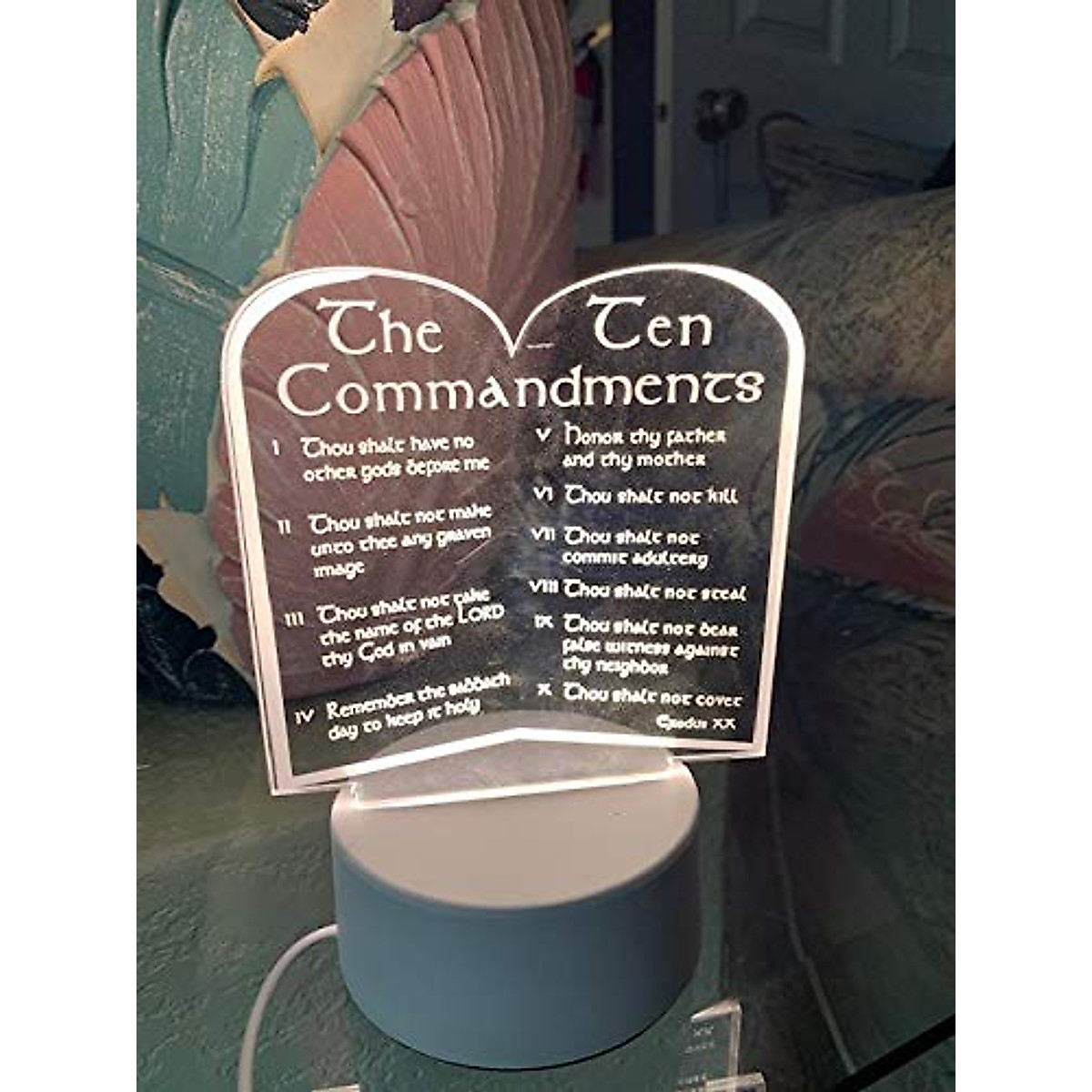 Jismu 3D LED Lamp 10 Commandments Decorative Lamp Best Gift for Him or Her