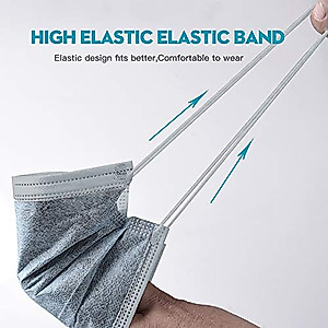 MSAAEX Grey Disposable Face Mask 4-Ply Protection Masks Prevent Dust, Breathable Non-Woven Mouth Cover - 50 Pack