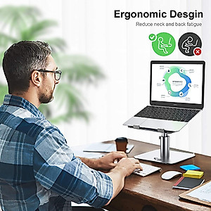 Laptop Stand, Adjustable Laptop Stand Holder for Desk Apple MacBook/Air/Pro/Dell/HP and Lenovo, Laptop Riser with 360°Rotation Multi-Angle Height Adjustable Computer Stand for More Notebooks 10-17"