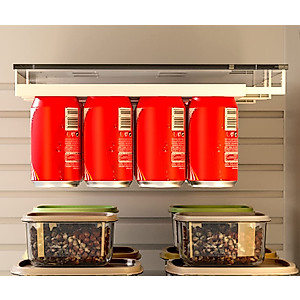 2Pc Hanging Soda Organizer for Refrigerator Adjustable Fridge Organizer 50% Space Save Can Dispenser for Fridge Soda Fridge Storage Holds 8 Cans