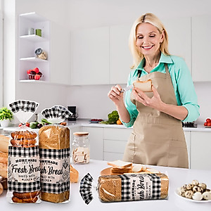 Bread Bags for Homemade Bread Christmas Plastic Bread Bags with Twist Ties Clear Bread Bags Black Buffalo Plaid Baked Bread Bags Fresh Bread Bag for Home Bakers and Bakery 10 x 20 Inch (50 Pcs)