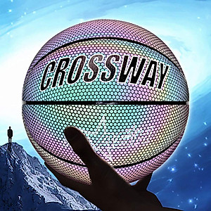 Luminous Basketball, OURLITIME Holographic Basketball Glowing Reflective Basketball Luminous Basketball NO.7 for Night Sports Kids Gifts