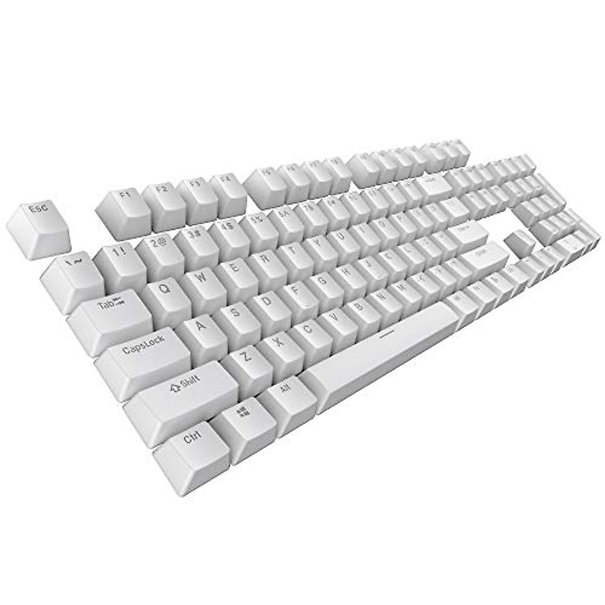 TECWARE PBT Keycaps, Double-Shot PBT Keycap Set, for Mechanical Keyboards, Full 112 Keys Set, OEM Profile, English (US, ANSI) (White)