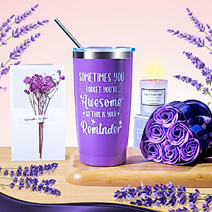 Birthday Gifts for Women ,Mom, Wife, Girlfriend, Sister, Her- 14PCS Purple Happy Birthday Relaxing Gift Set Self Care Package Get Well Soon, Female Friendship Gifts Care Gifts