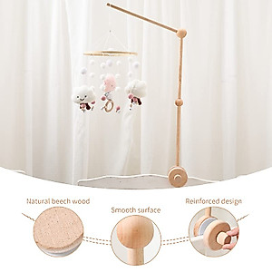 Baby Crib Mobile Holder - Wooden Mobile Arm for Crib,Crib Mobile Arm,Mobile Crib Hanger (Wooden Arm)