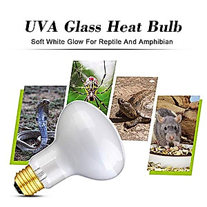 OMAYKEY 50W 2 Pack Basking Spot Heat Lamp Bulb Soft White Glow UVA Glass Cover Heat Lamp/Bulb/Light for Lizard Chameleon Bearded Dragon Snake Aquarium Reptile & Amphibian