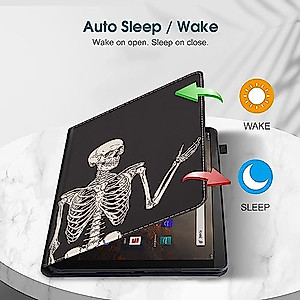 Case for All-New Amazon Kindle Fire 7 (2022 Release-12th Generation), Multi-Angle Smart Stand Cover Auto Sleep/Wake for Amazon Kindle Fire HD 7 Tablet，Skeleton Skull