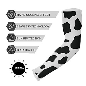xigua Cow Print Arm Sleeves UV Sun Protection Gardening Arm Sleeves with Thumb Cooling Sleeves to Cover Arm Farmers Arm Sleeves for Men Women…