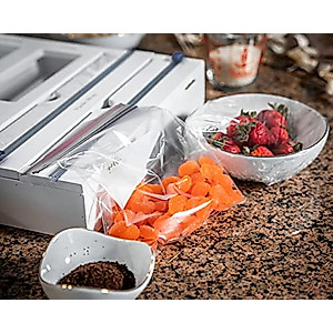 EDGE LINE White Bamboo Ziplock 6 Slot Storage Organizer - Food Storage Bags Organizer with 3 Doors - Kitchen Plastic Bags Storage - Gallon, Quart, Sandwich, Snack, Plastic Wrap, and Aluminum Foil