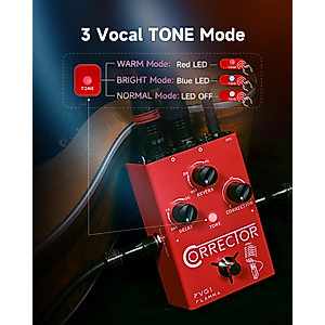 FLAMMA FV01 Vocal Effects Processor Pitch Correction Voice Pedal Vocal Stompbox Microphone Amplifier for Singer Live Singing Streaming Recording with Delay Reverb Acoustic Guitar Playing