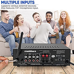 Pyle Home Bluetooth Audio Power Amplifier 2X120 Watt - Portable 2 Channel Surround Sound Stereo Receiver w/ USB - Amplified Subwoofer Speaker, CD DVD, MP3, iPhone, Phone, Theater, PA System -PTAU45.5