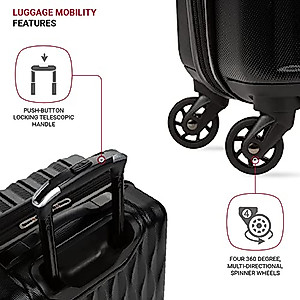 SwissGear 8018 Hardside Expandable Luggage with Spinner Wheels, Black, Carry-On 20-Inch