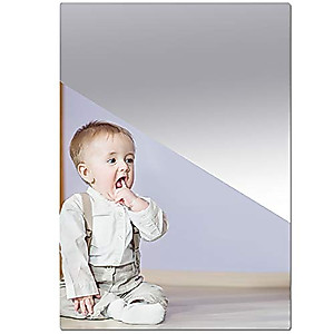 GXOEEGOF 17" x 12" Self Adhesive Acrylic Mirror Sheet 0.08" Thick, Non Glass Safety Mirror Great for Classroom Camping Baby Kids Playroom Pet Horses or Chicken Coop