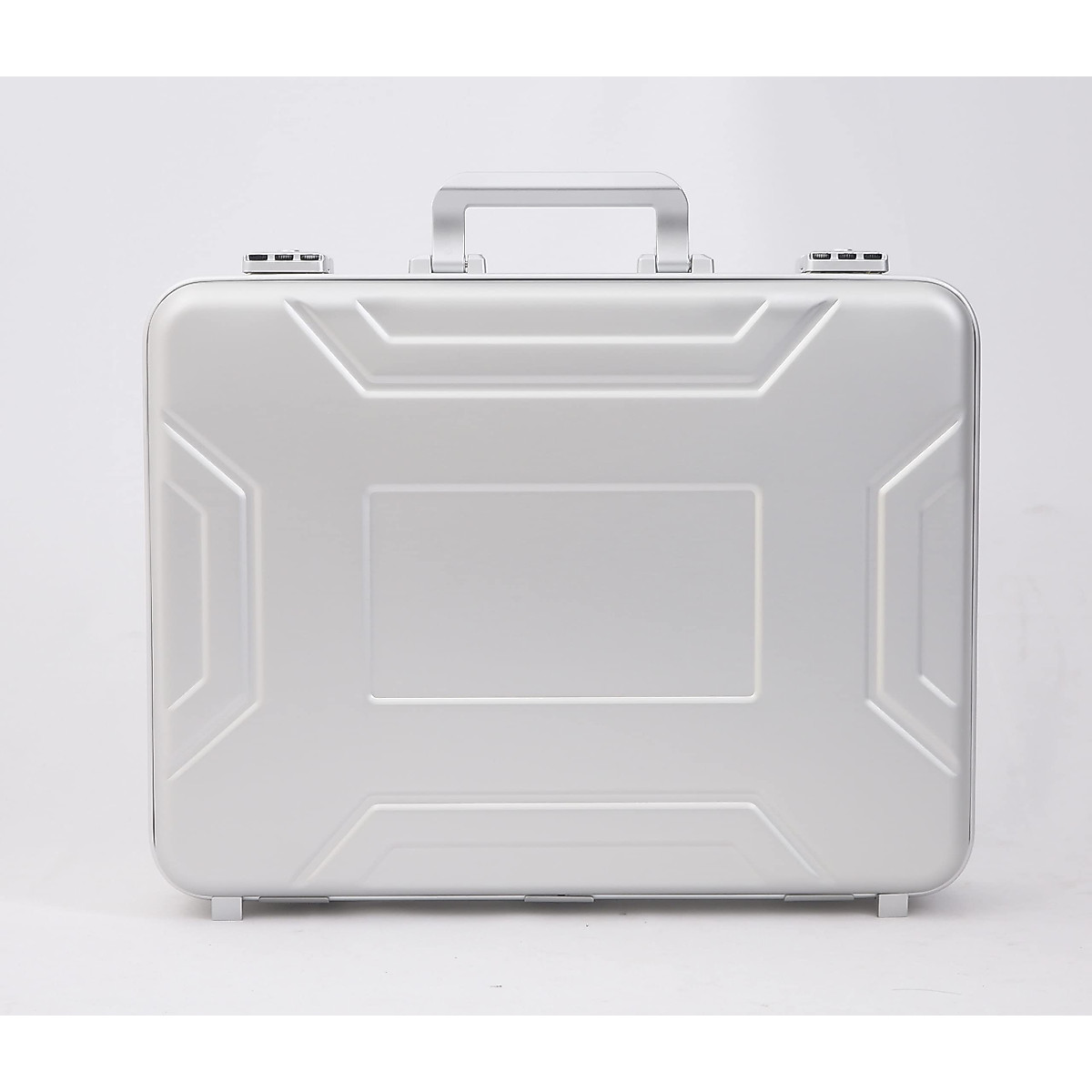 urecimy Silver 18.1X13.8X4.5 Inch Diplomatic Metal Briefcase Aluminum Toolbox Cash Case 18 Inch Laptop Briefcase Hardsided