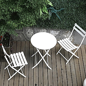 HomJoones 3 Piece Patio Bistro Set of Foldable Round Table and Chairs,Outdoor Furniture Sets with 2 Chairs and 1 Table for Bistro & Balcony Patio, Yard, Garden Outdoor/Indoor Conversation Set (White)