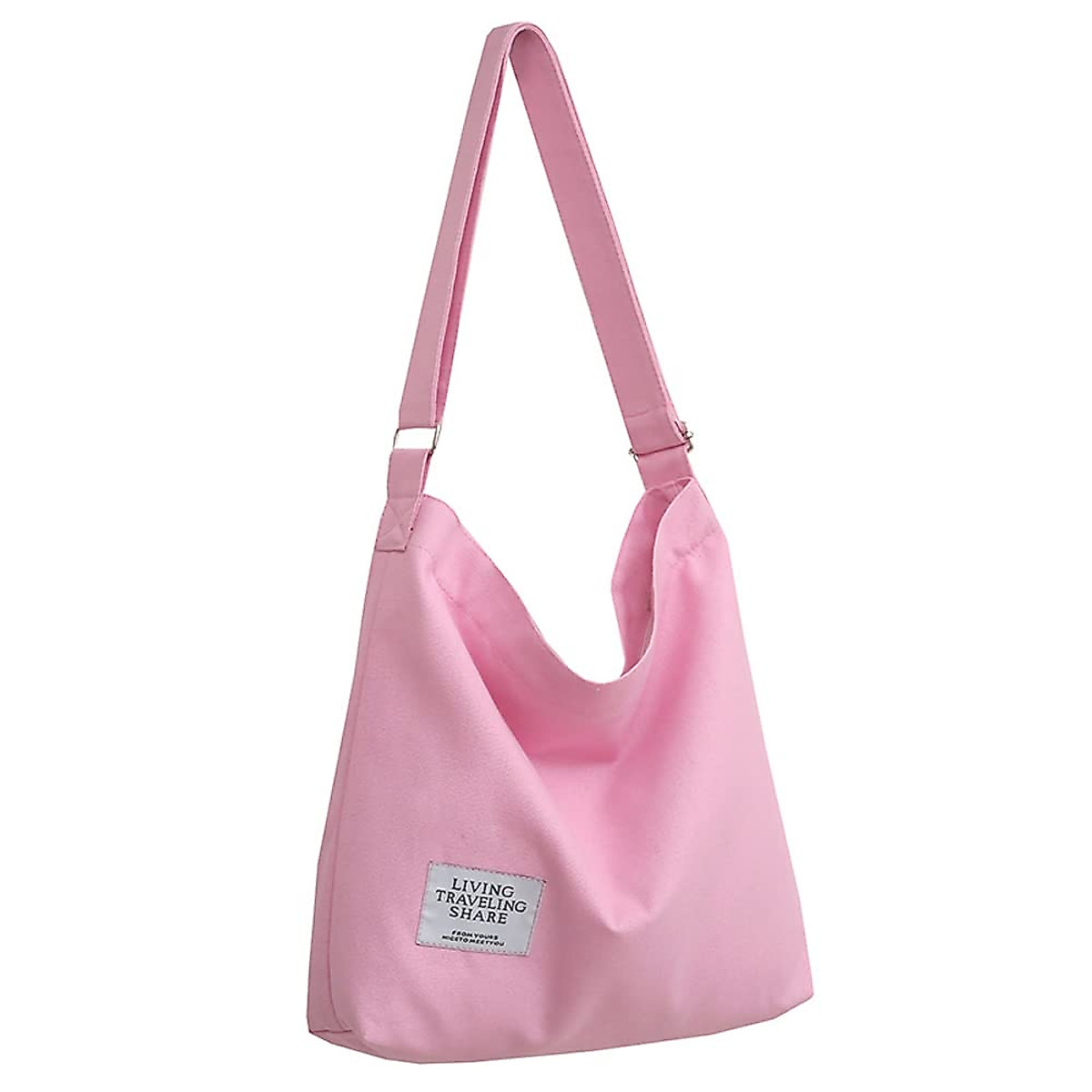 Covelin Women's Retro Large Size Canvas Shoulder Bag Hobo Crossbody Handbag Casual Tote Pink