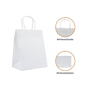 Amazon Basics Kraft Paper Bags (Small, Medium, Large) 25 Pcs Each (75 Total), White