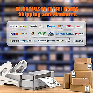 Tordorday Bluetooth Thermal Label Printer 4"×6", Wireless Shipping Label Printer for Shipping Packages, iPhone, Windows, Works with Amazon, UPS, USPS, FedEx, Silver Grey (RH40)