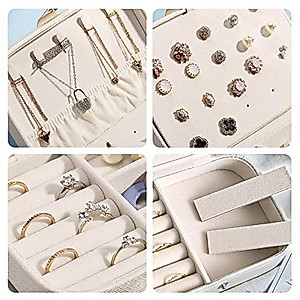 CASEGRACE Jewelry Box For Women Travel Jewelry Organizer Double Layer for Necklace Earring Rings Jewelry Holder Case