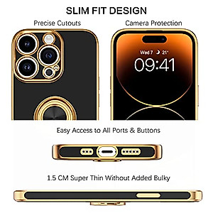 BENTOBEN iPhone 14 Pro Case, iPhone 14 Pro Phone Case, Slim Fit 360° Ring Holder Shockproof Kickstand Magnetic Car Mount Supported Protective Women Girls Men Boys Cover for iPhone 14 Pro 6.1", Black