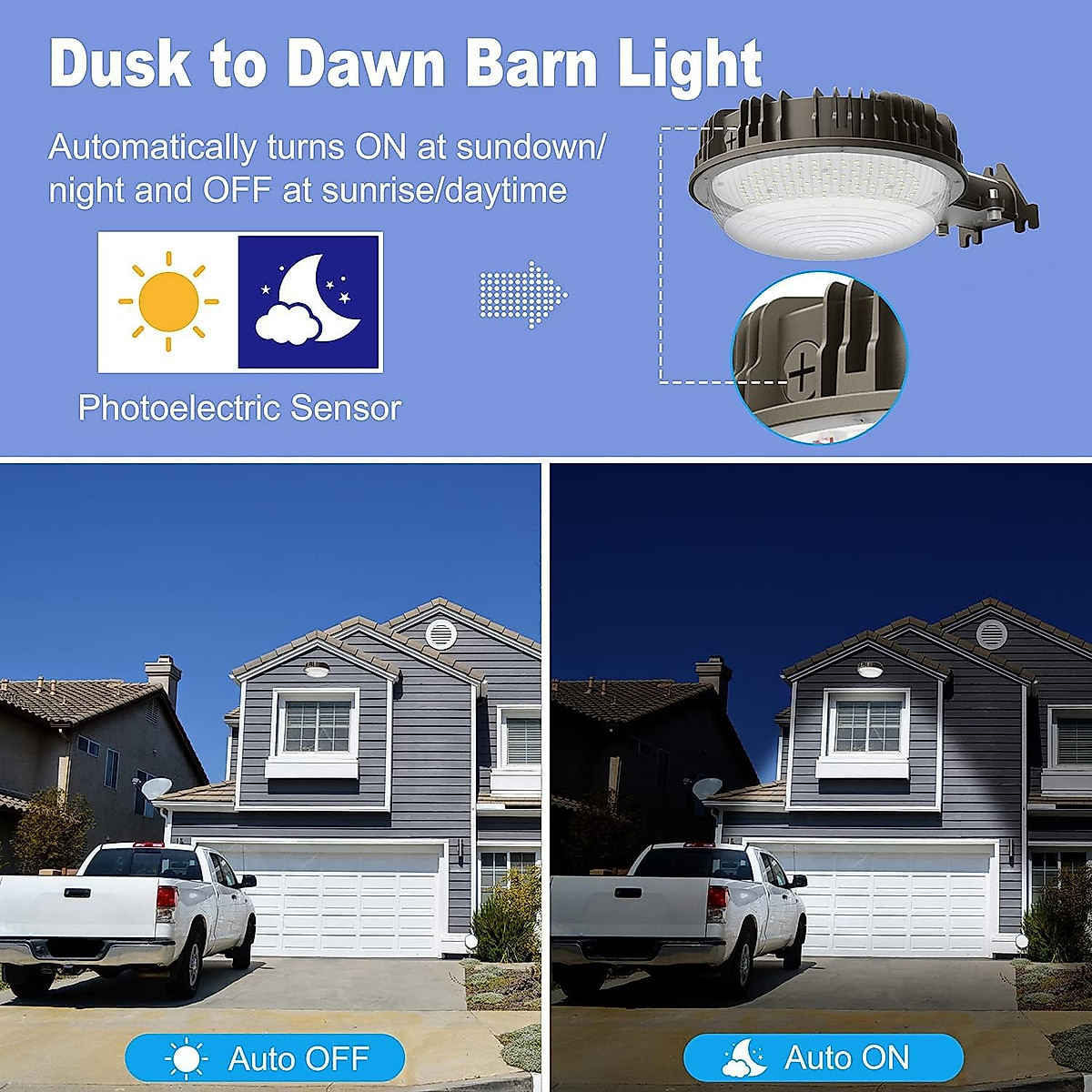 100W LED Barn Light with Photocell, ETL Listed 14,000LM LED Yard Light Outdoor, IP65 Waterproof, 5000K Daylight LED Pole Light Area Security Flood Light Fixture for Yard, Barn, Farm, Street