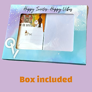 QualityVibe Farm Invitations With Envelopes. Set Of 25 Barnyard Invites with Envelopes For Barn Farm Events Includes Birthdays & Baby Showers. With Farmhouse animals & Tractor Graphics.