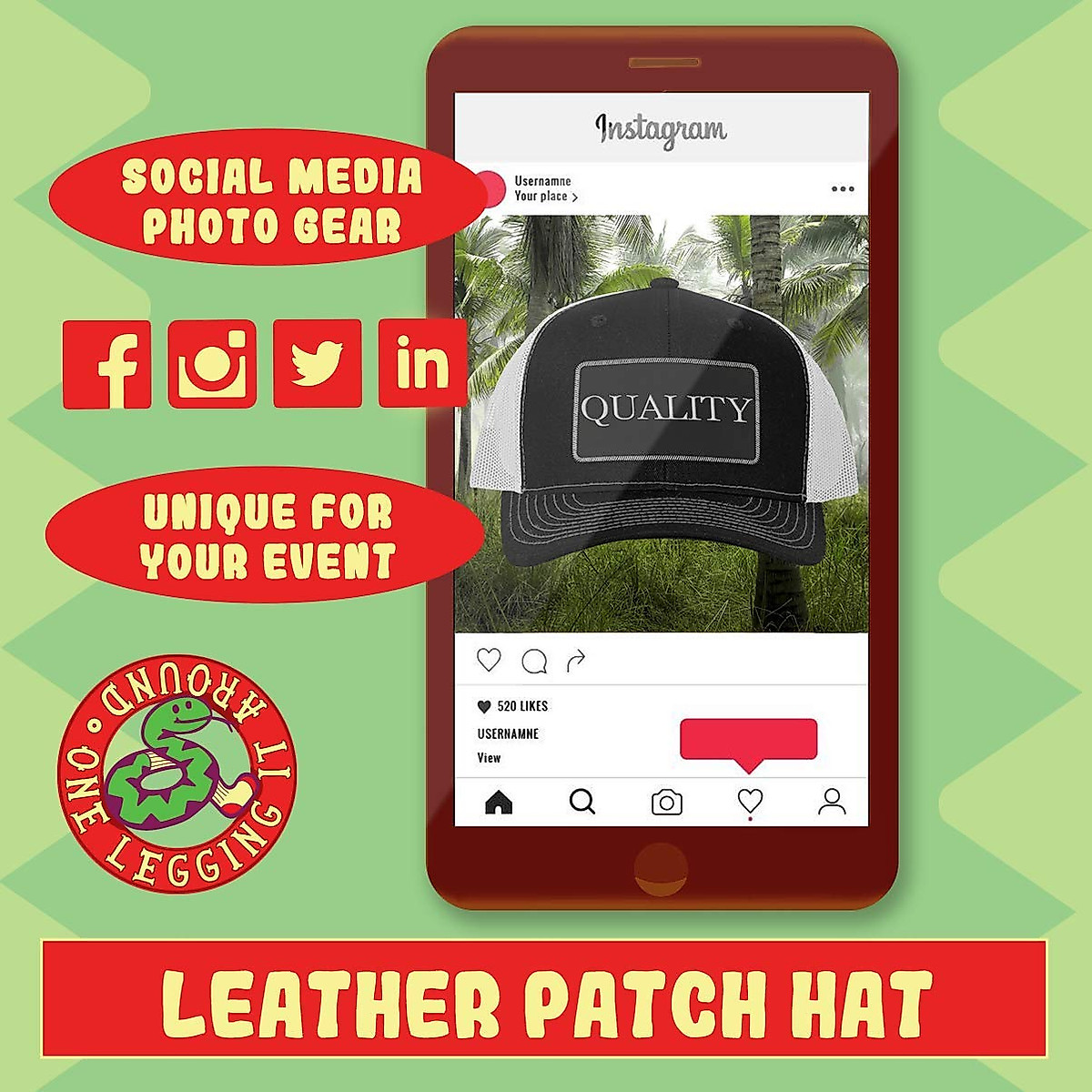 Popcorn-Candy Maker AF - Leather Black Patch Engraved Trucker Hat, Black-White, One Size