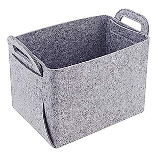ArtTao Felt Storage Basket Collapsible & Space-Saving Storage Box Perfect for Bedroom, Kids Room, Bookshelf, Office, Closet (13.78x9.84x9.06inch) Light Grey