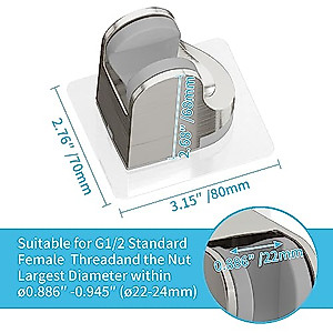EAARSUO Shower Head Holder Wall Mount, Shower Head Holder Adhesive, Showerhead Holder Clip, Shower Wand Holder Wall Mount, Waterproof Shower Handle Holder (Brushed Nickel)