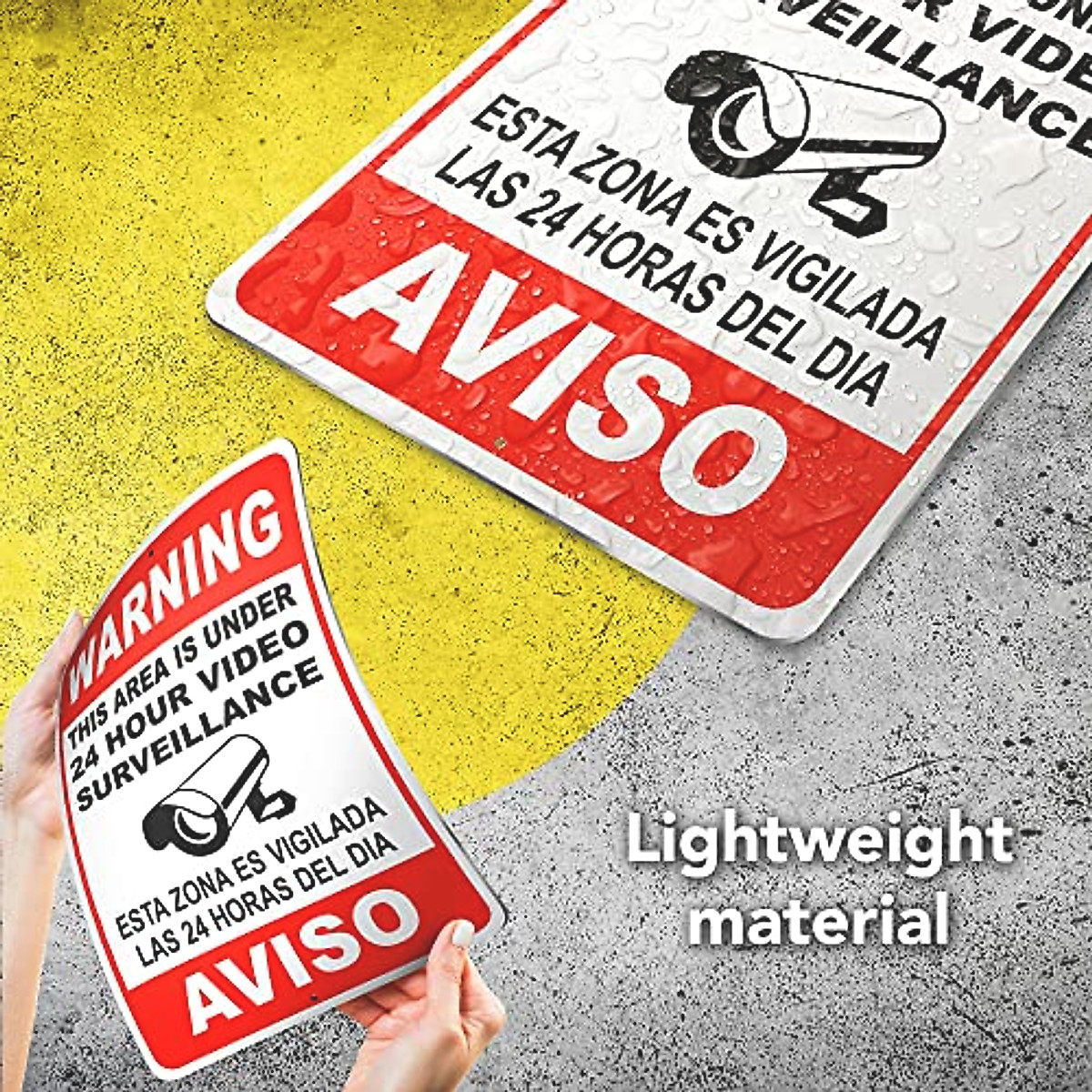 Video Surveillance Sign - 8 x 12 Aluminum 24 Hour Surveillance Sign Security Camera Sign No Trespassing Sign Smile Your on Camera Signs