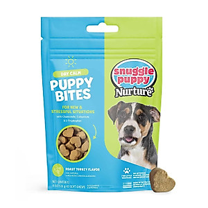 Snuggle Puppy Day Calm Puppy Bites - Calming Chew Bites for Dogs - Dog Supplement to Help with Separation Stress & Relaxation - Puppy Chew Bites with Colostrum, Chamomile & Ashwagandha - 60 Soft Chews