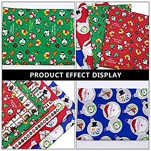 KESYOO Quilted Fabric 6pcs Christmas Cotton Fabric Sheet Patchwork Fabric Scrap Cotton Quilting Fabric Cloth for DIY Sewing Scrapbooking Christmas Dress Crafts 50cm*40cm Quilt Fabric