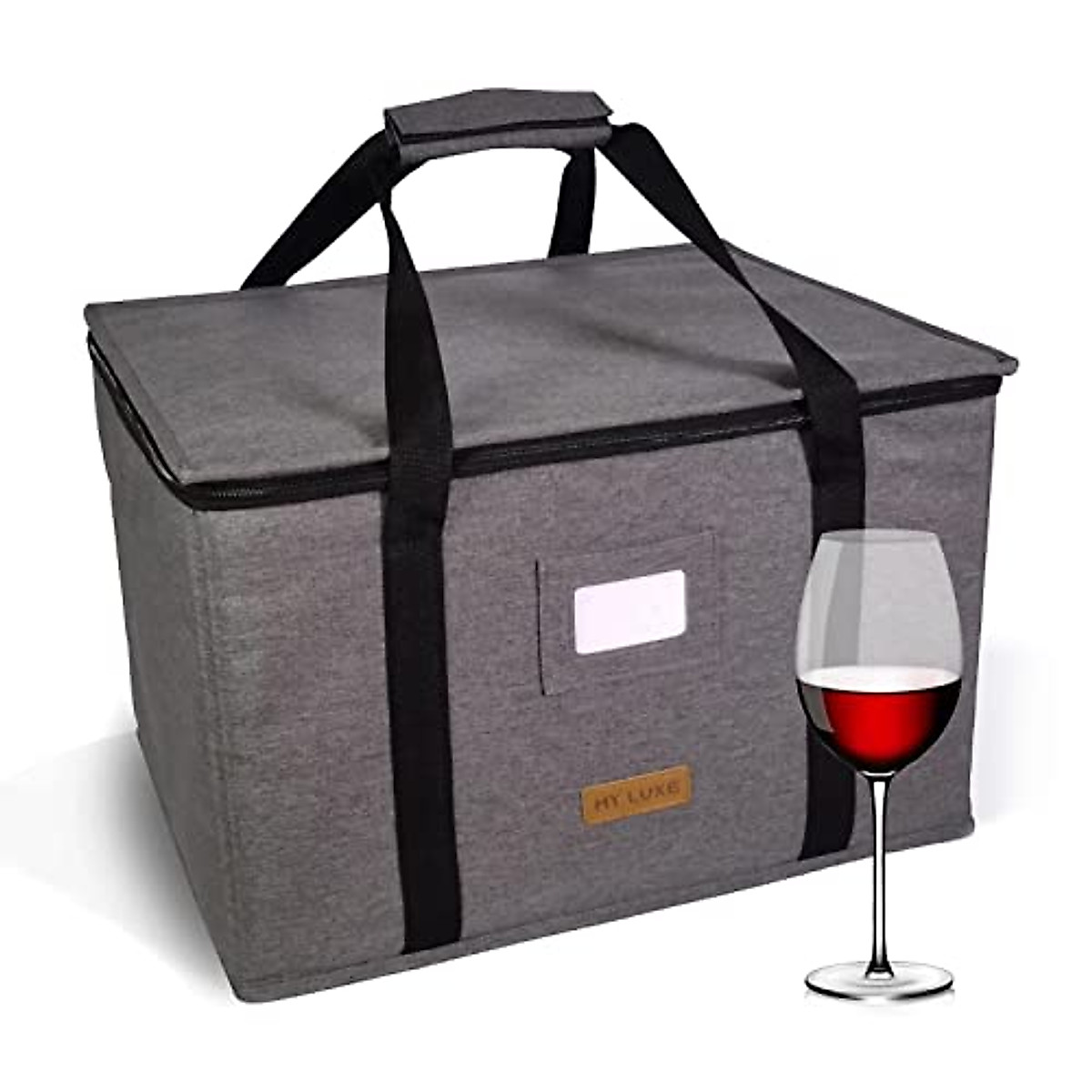 MyLuxe Wine Glass Storage Box - Case with Dividers for Wine Glasses, Crystal and Champagne Flutes, Padded Container with Sturdy Handle