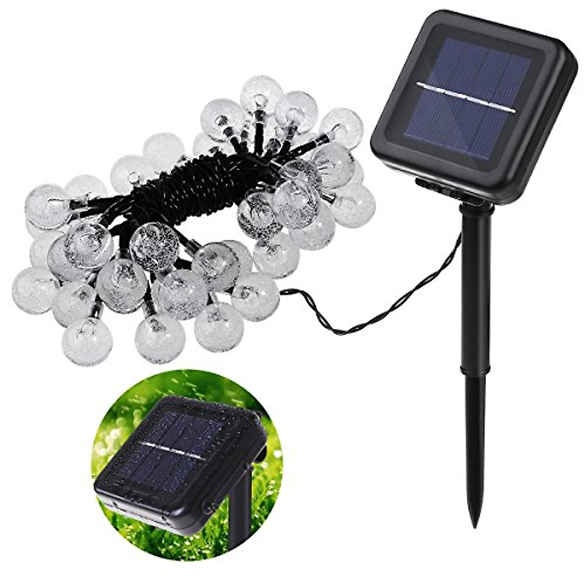 Christmas Decoration Light String- 6M 40LED Crystal Ball Solar String Lights Christmas Fairy Garden Lights for Outdoor Home Lawn Patio Party and Holiday Decorations (White Light)