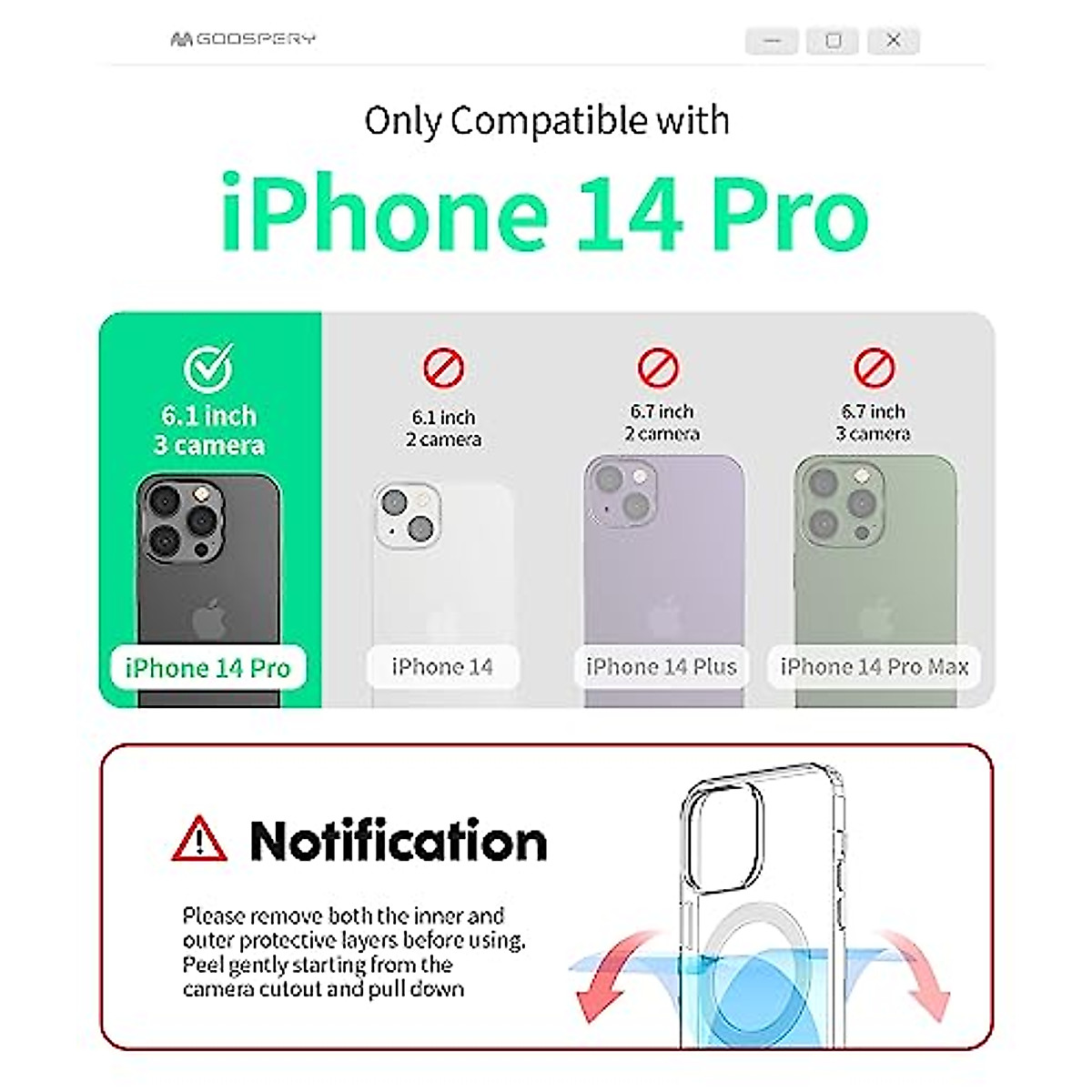 GOOSPERY Clear Bumper Case with Magsafe Magnetic Card Holder Compatible with iPhone 14 Pro, Shockproof Phone Cover with Reinforced Inner Corners, Clear