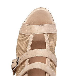 AOQUNFS Women Ballroom Dance Shoes Peep Toe Latin Salsa Preformance Practice Party Dance Boots,Y006,Beige-6.5, US 6