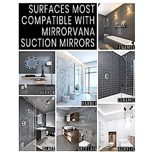 MIRRORVANA Dual Antifog Shower Mirror for Shaving - Shatterproof Mirror with Razor Holder, Upgraded Suction, 360° Swivel (8" Round, Black)