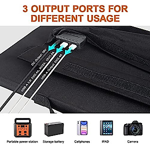 Nikota 100W Portable Solar Panel Foldable Solar Panels Charger Compatible with Jackery/Nikota Power Station,with USB 3.0 USB 2.0 DC Ports and Kickstand,for Camping, Hiking,RV Trips… Black